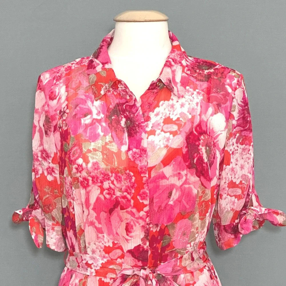 Calvin Klein | Dresses | Calvin Klein Womens Dress 2 Pink Red Sheer ...